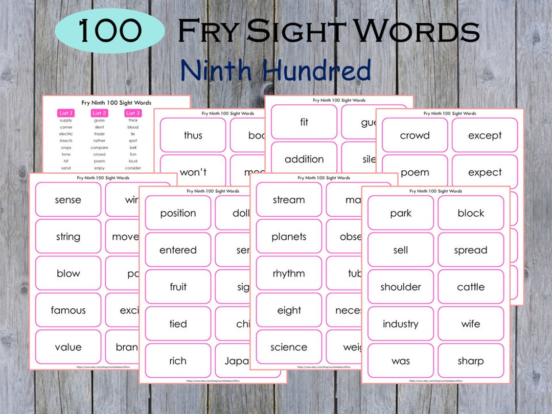 Sight Words Flashcards for Kindergarten 100 Printable Fry - Etsy