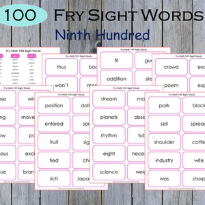 Sight Words Flashcards for Kindergarten 100 Printable Fry - Etsy