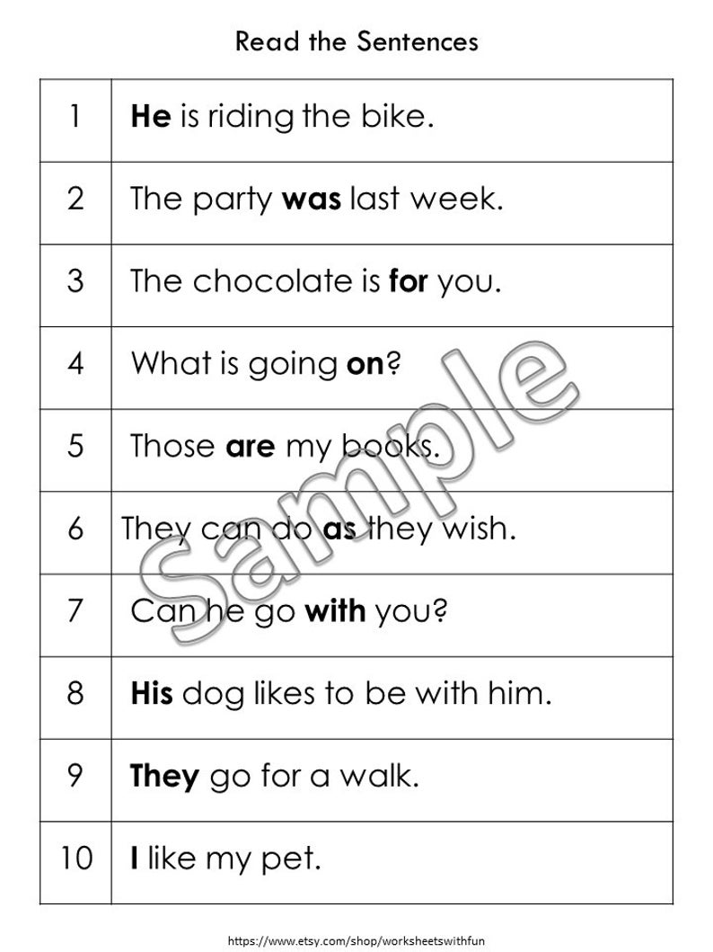 Fry First 100 Sight Words Worksheets Bundle | Read Trace Write ...