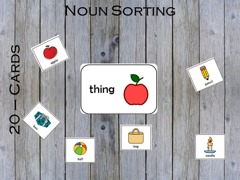Noun Sorting Nouns Flashcards Matching and Grouping - Etsy