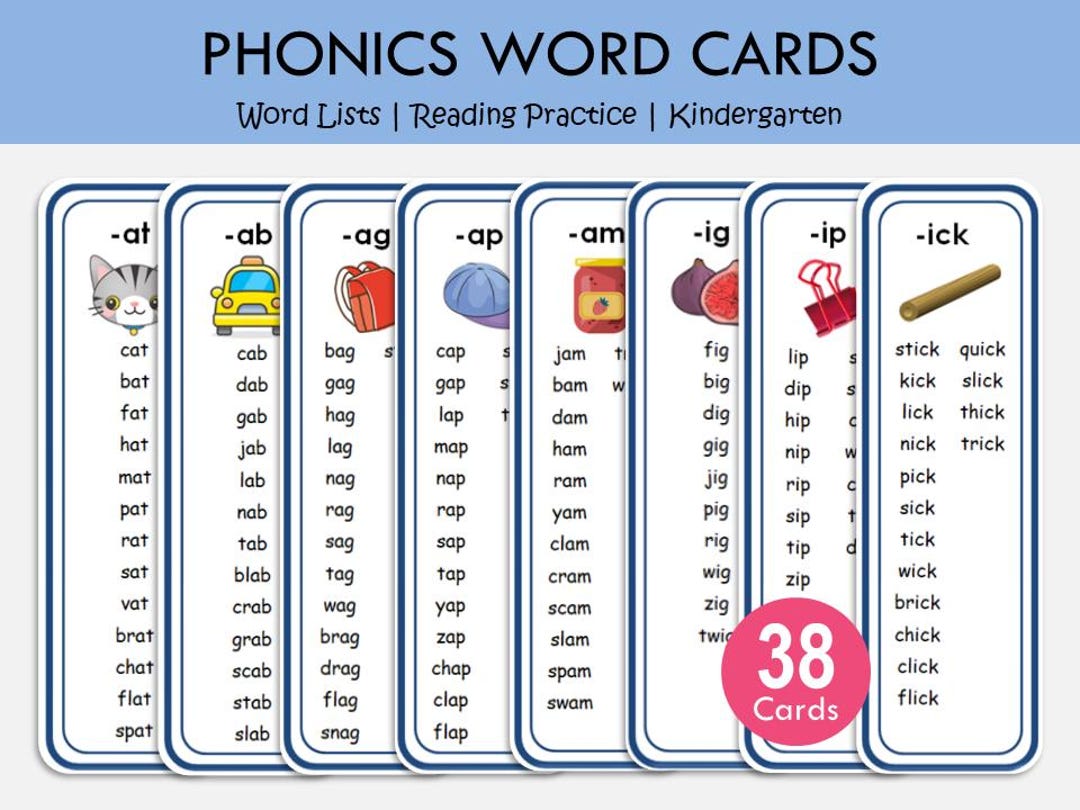 Learn to Read CVC Words, Phonics Cards Printable, Kindergarten Reading ...