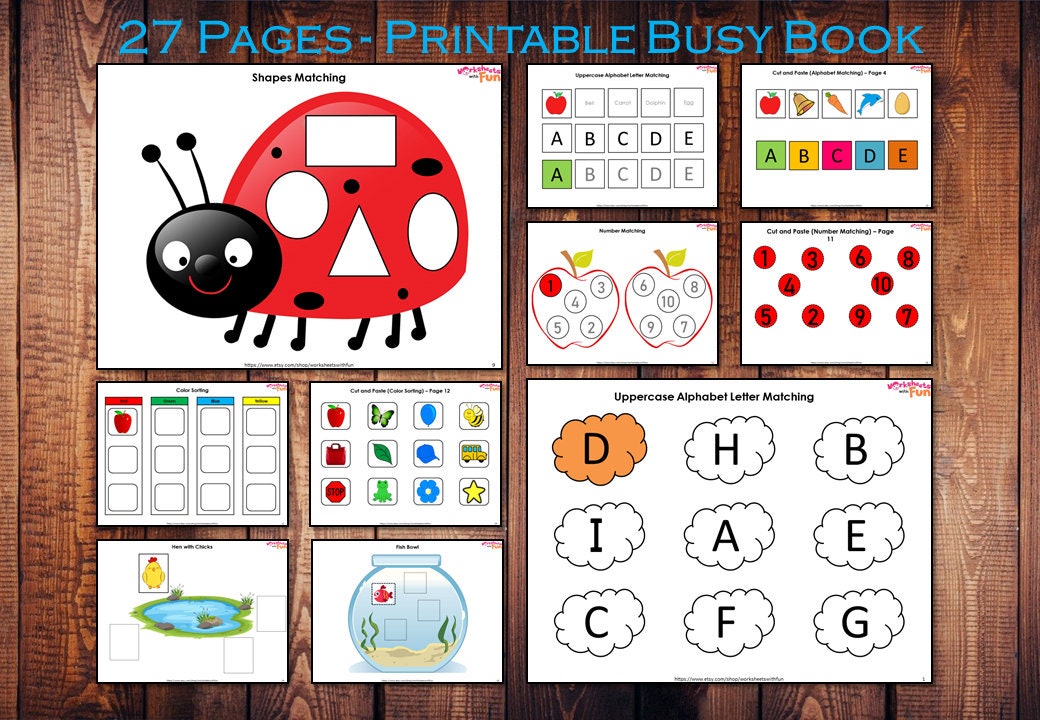 Preschool Busy Book Activity Sheets for Toddlers Printable | Etsy