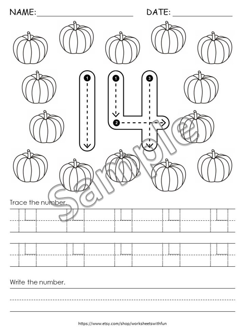 20 Number Tracing Worksheets, Preschool Handwriting Practice Printable ...