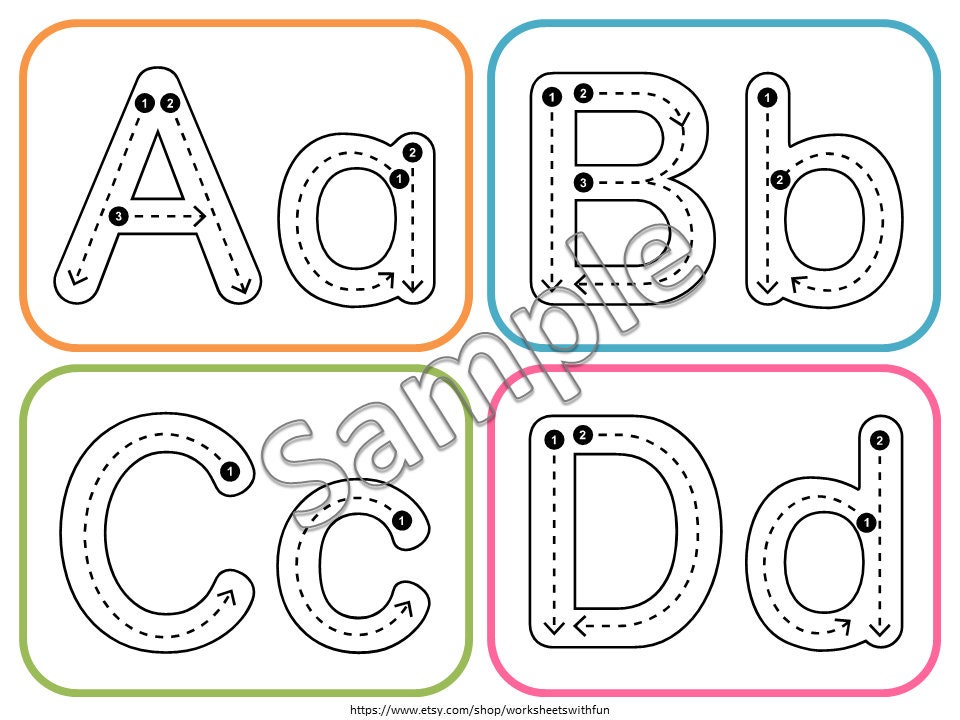 Alphabet Tracing Cards Printable, Uppercase Lowercase Letter Tracing ...