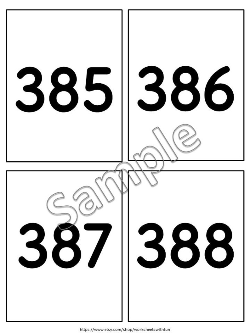 Number Flash Cards 301-400: Printable Learning for Toddlers (digital ...