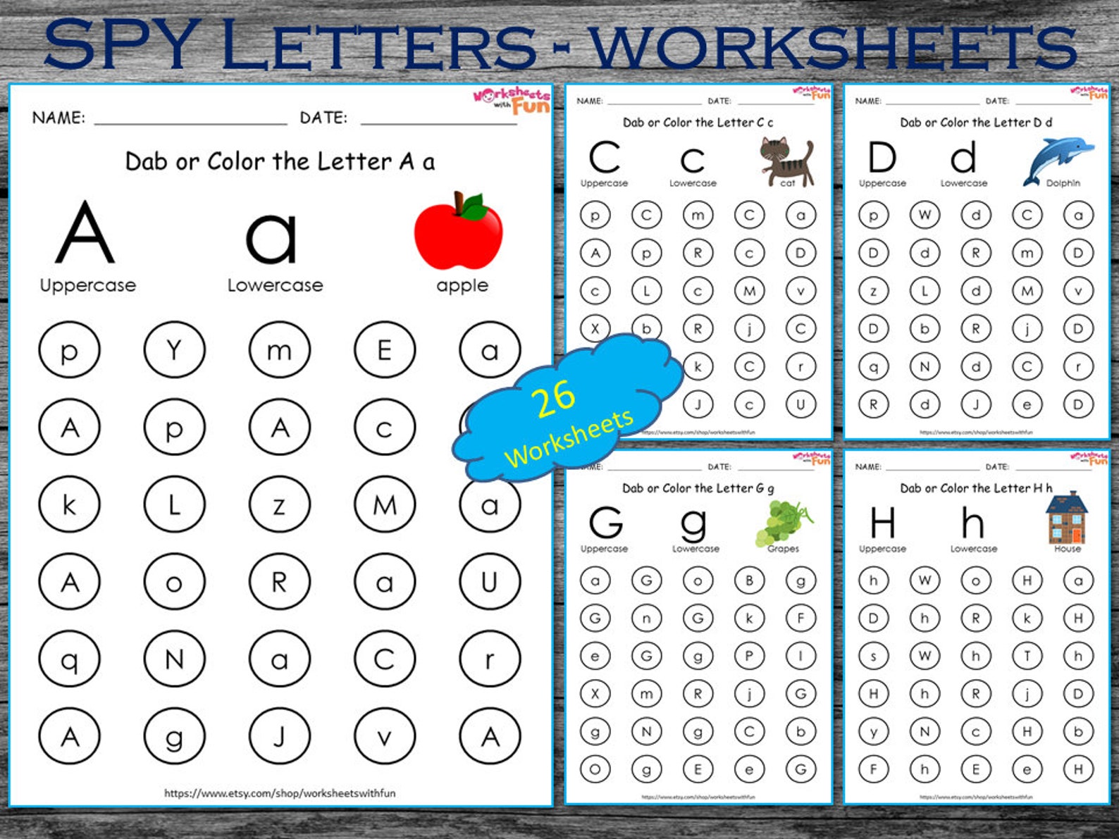 I Spy Letter Printable Uppercase and Lowercase Kindergarten | Etsy
