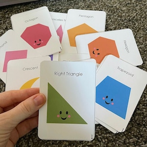 Shape Flashcards for Kindergarten, Preschool Printable, 2D Basic Shapes ...