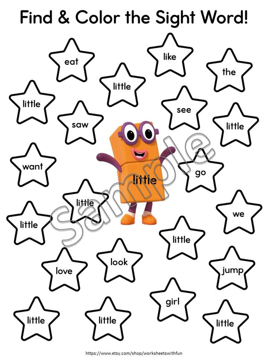 Kindergarten Sight Word Search Worksheets, High Frequency Words ...