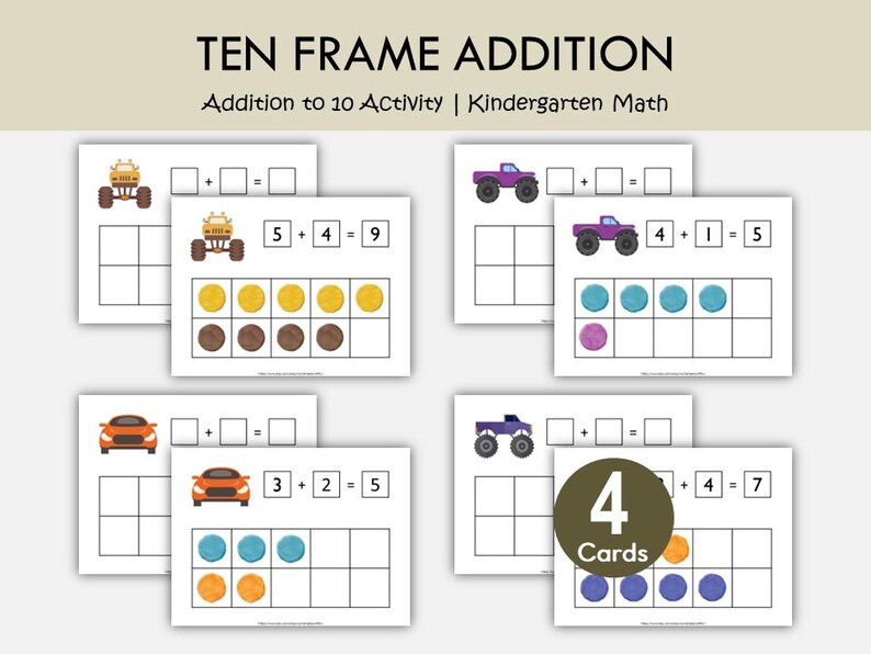 Ten Frame Addition Mats, Addition to 10 Activity, Kindergarten Math ...