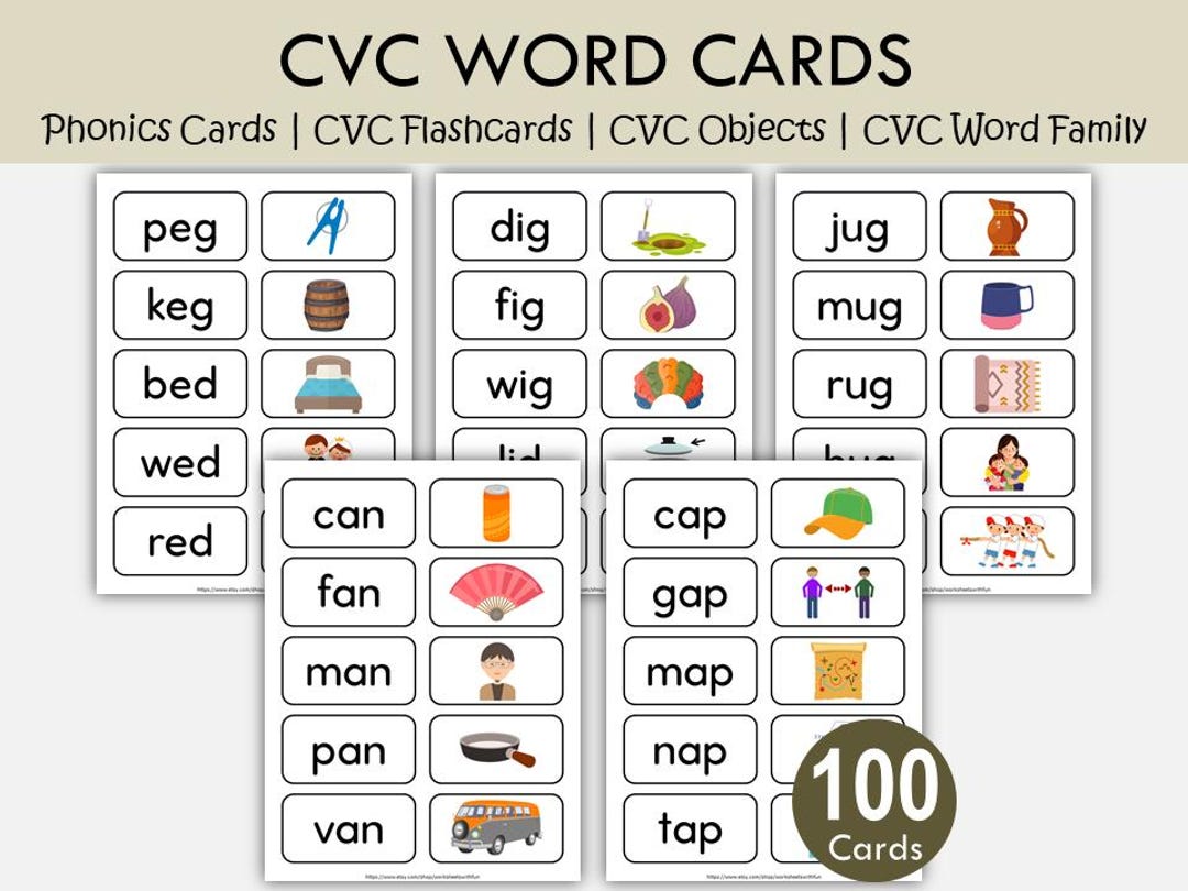 CVC Words Reading Printable | Montessori Phonics Cards | Kindergarten ...