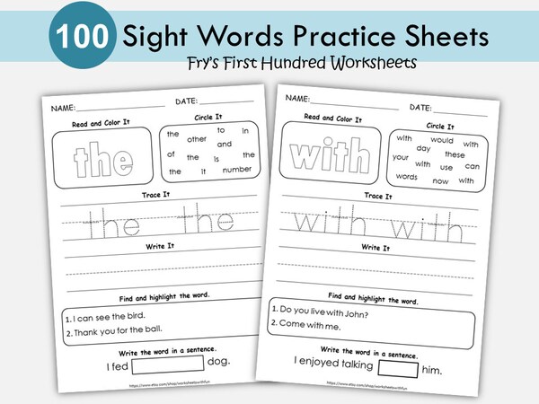 Sight Words Flashcards, Fry Word List, 1st 100 Kindergarten First Grade ...