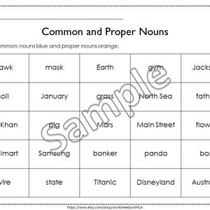 Noun Sorting Worksheets: Common and Proper Nouns (PDF Printable) - Etsy