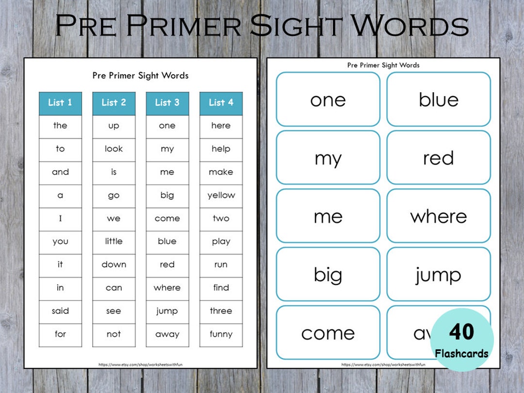 Sight Words Flash Cards Printable, Dolch Pre Primer Flashcards, Learn ...