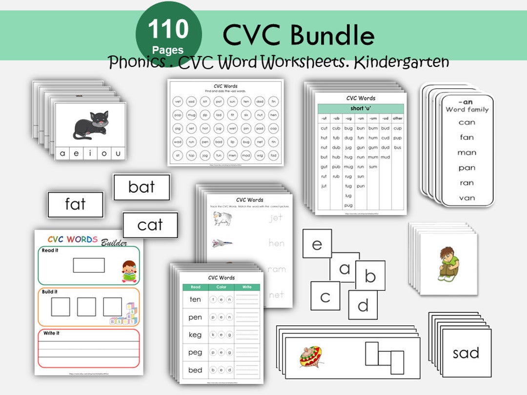 CVC Words Literacy Learning Pack: Kindergarten Phonics (digital ...