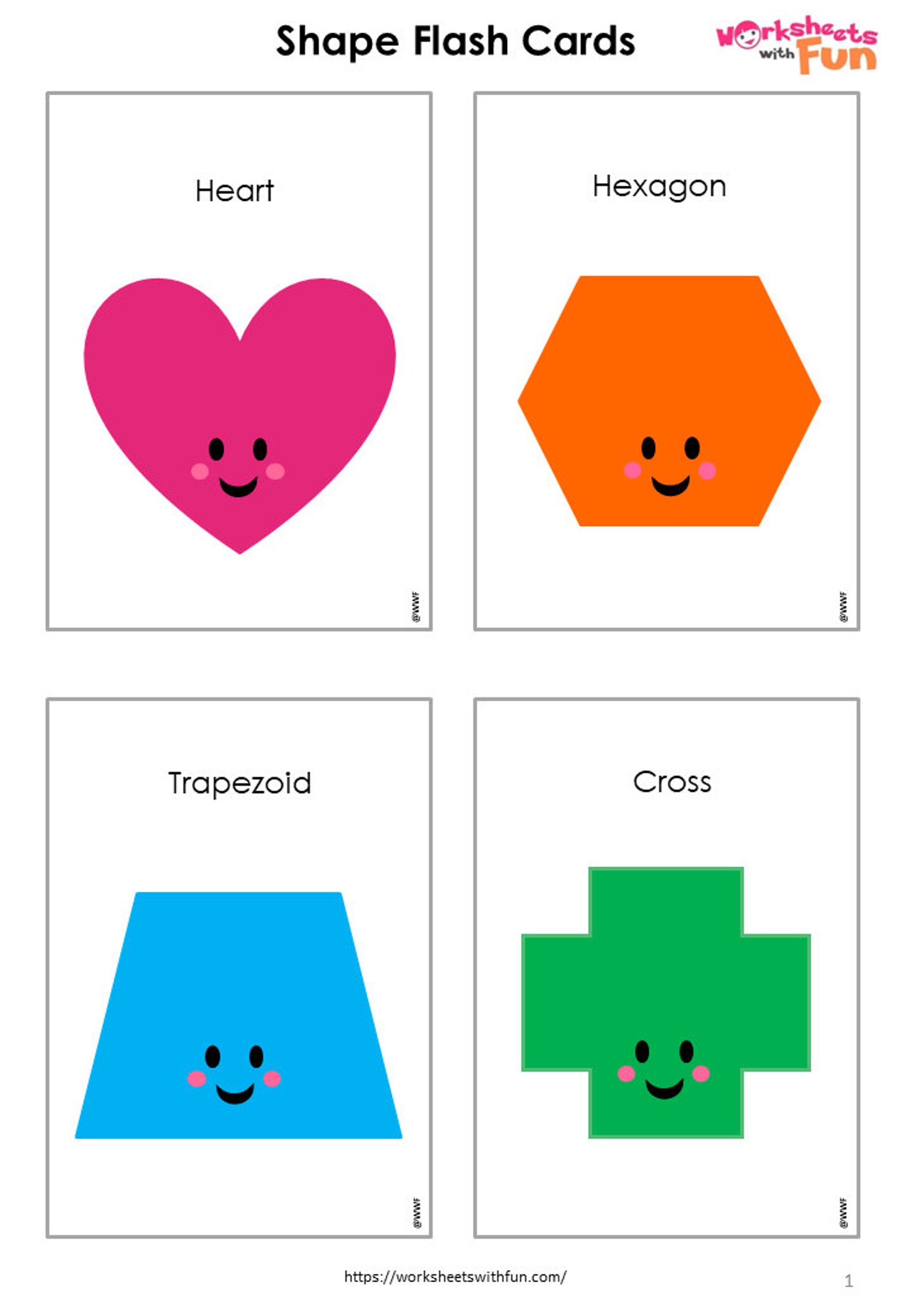 Shapes Flashcards Printable 72 Basic Shapes Flash Cards | Etsy