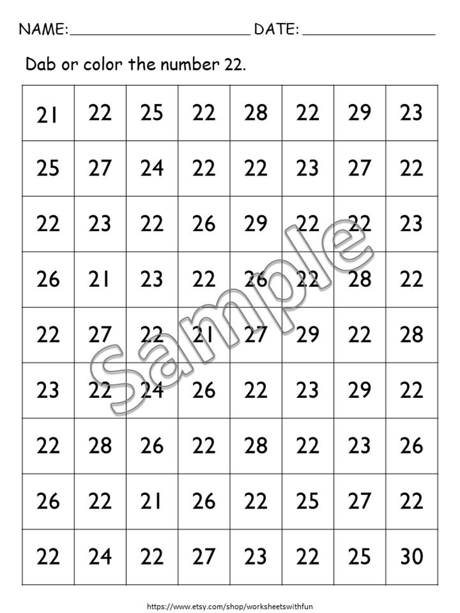 Numbers 21-30 Worksheets: Preschool Math Workbook (digital Download) - Etsy