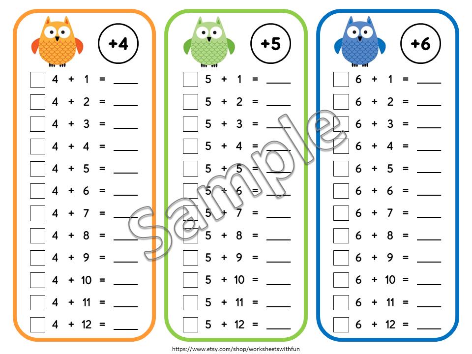 Printable Addition Facts Cards for Kids | Kindergarten Math Flashcards ...