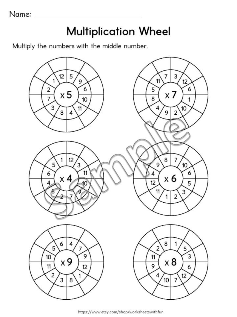 Hojas de trabajo con ruedas de multiplicar: Práctica de matemáticas de ...
