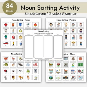 Noun Sorting, Nouns Flashcards, Matching and Grouping Activity, Noun ...