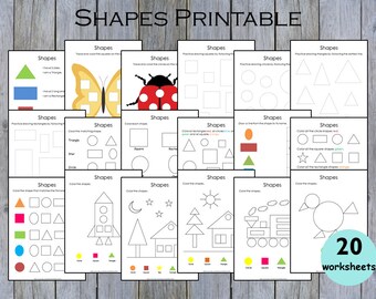 250 Shapes Worksheets, Shapes Learning, Shapes Matching Printable ...