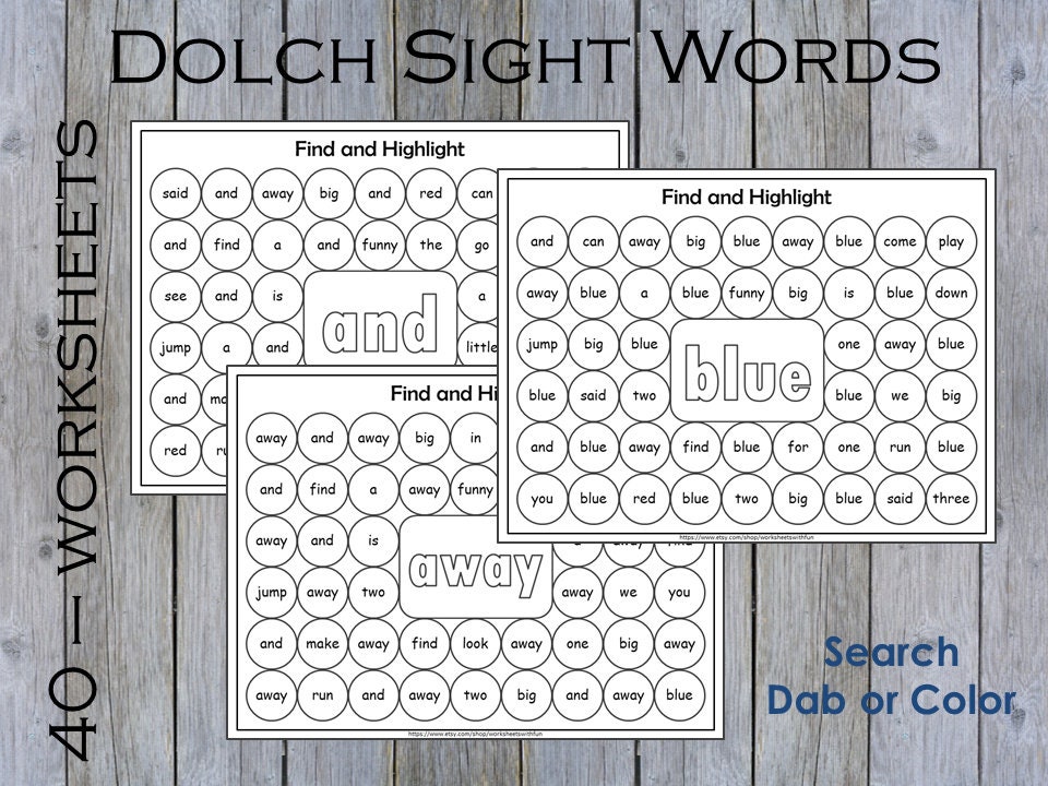 Sight Words Do a Dot Printable Worksheets Dolch Pre Primer - Etsy India