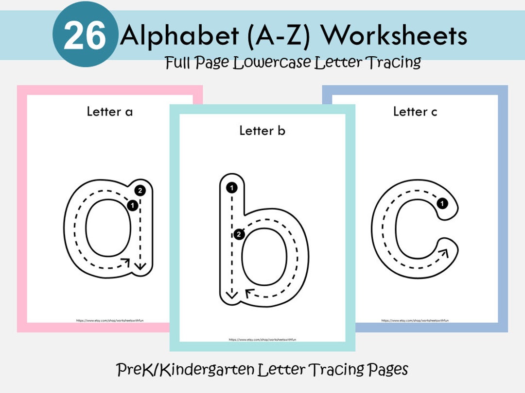 Alphabet Tracing Worksheets Printable, Abc (lowercase) Full Page ...