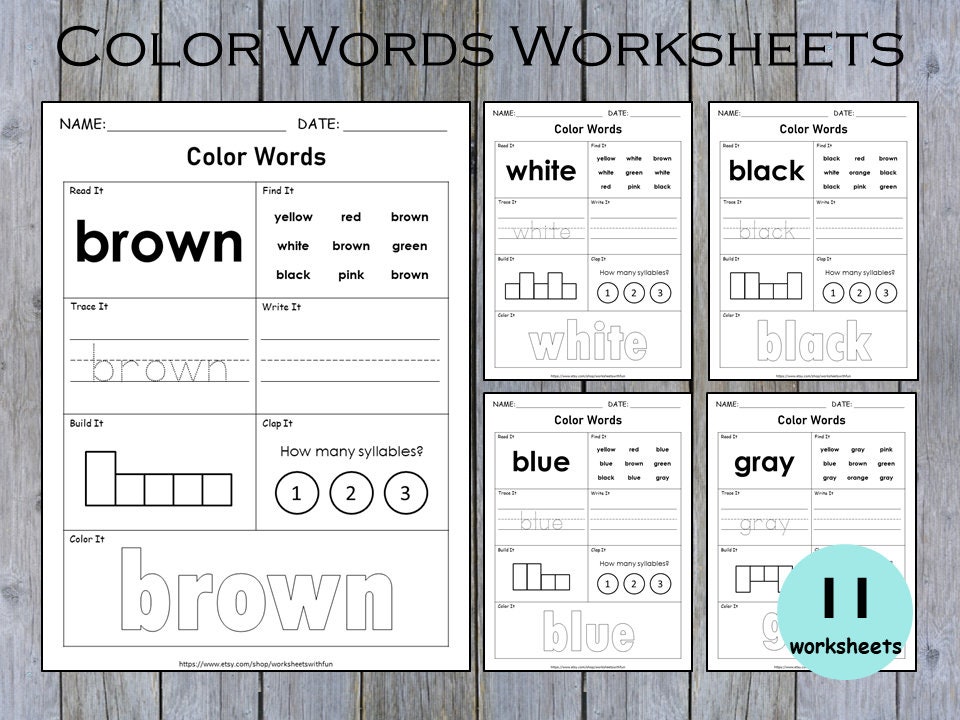 Black Color Words Printable