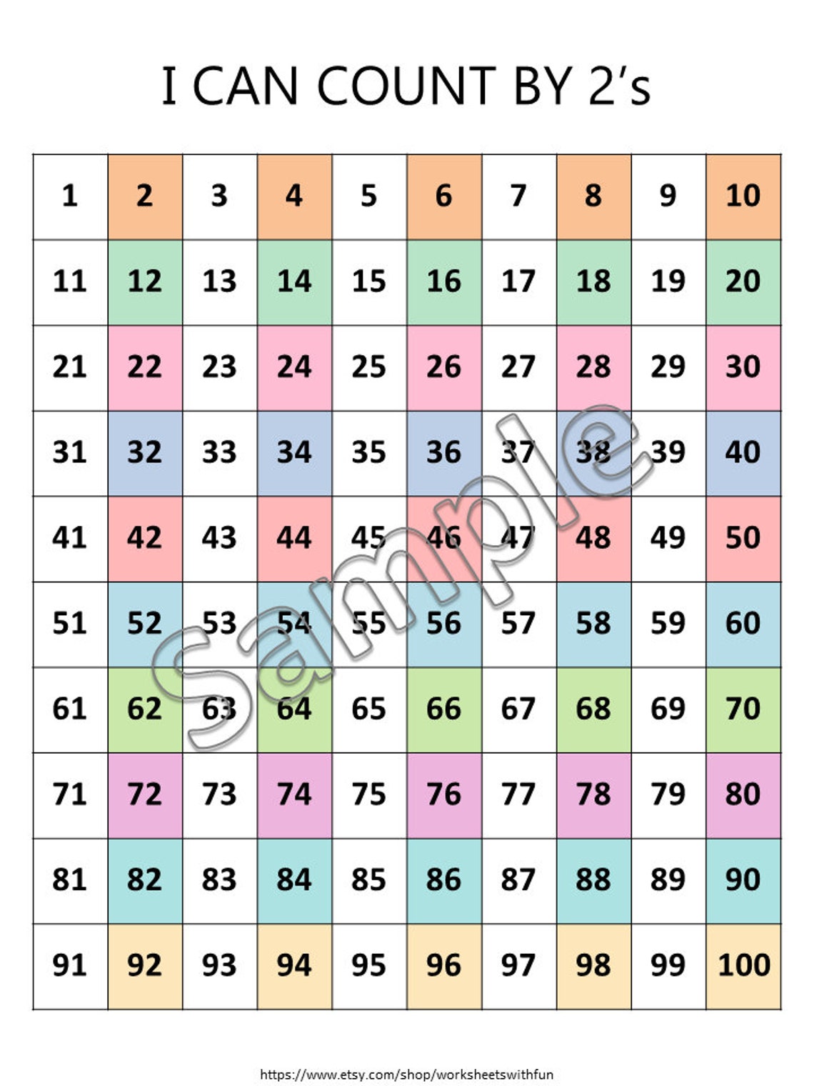 Skip Counting by 2, 5, 10 Worksheets | 100 Chart Printable Math ...