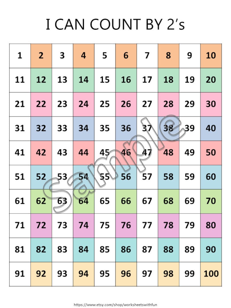 Skip Counting by 2, 5, 10 Worksheets | 100 Chart Printable Math ...