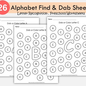 Alphabet Worksheets Printable - Uppercase Dab It, Letter Recognition ...