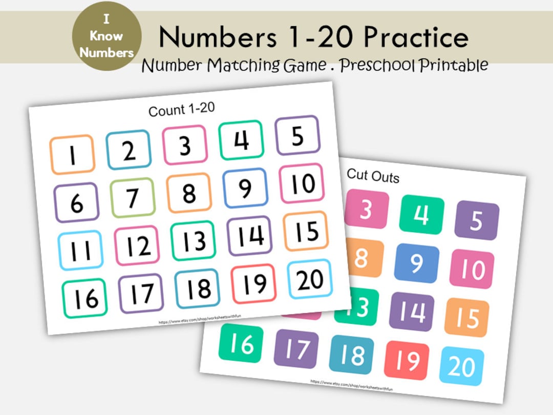 Number Matching Game-activities-worksheets-matching Numbers- Count 1-20 ...