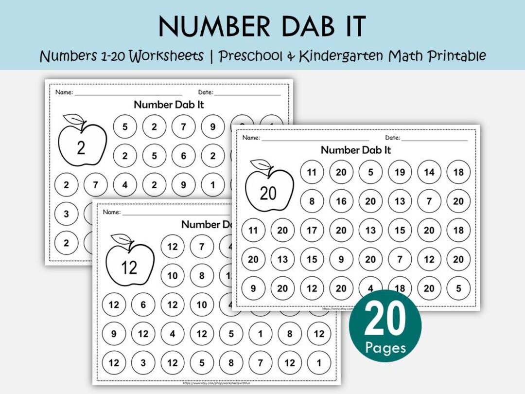 Number Dab It Worksheets 1-20 | Dot Marker Printables for Preschool and ...