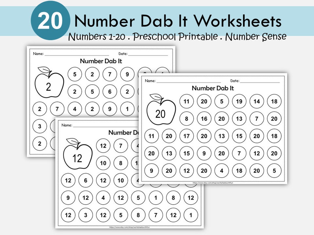 Number Dab It Worksheets 1-20 | Dot Marker Printables for Preschool and ...