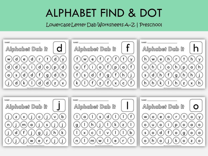 26 Lowercase Alphabet Dab It Worksheets Printable | Dot Marker Letters ...