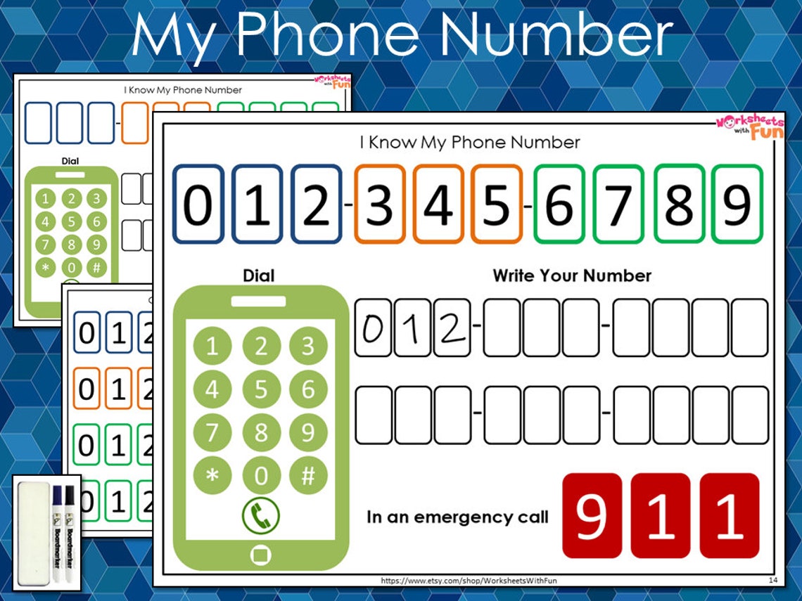 Phone Number Practice Activity Printable I Know My Phone - Etsy