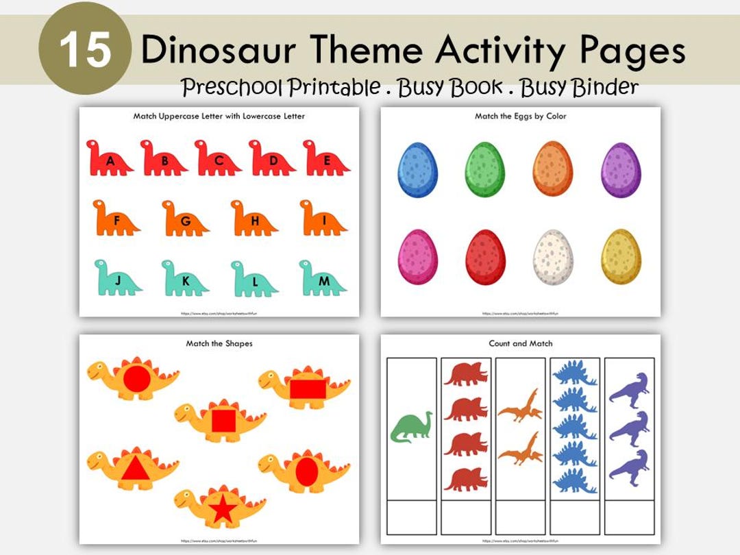 Printable Busy Book for Toddlers – Dinosaur Theme, Preschool Curriculum ...