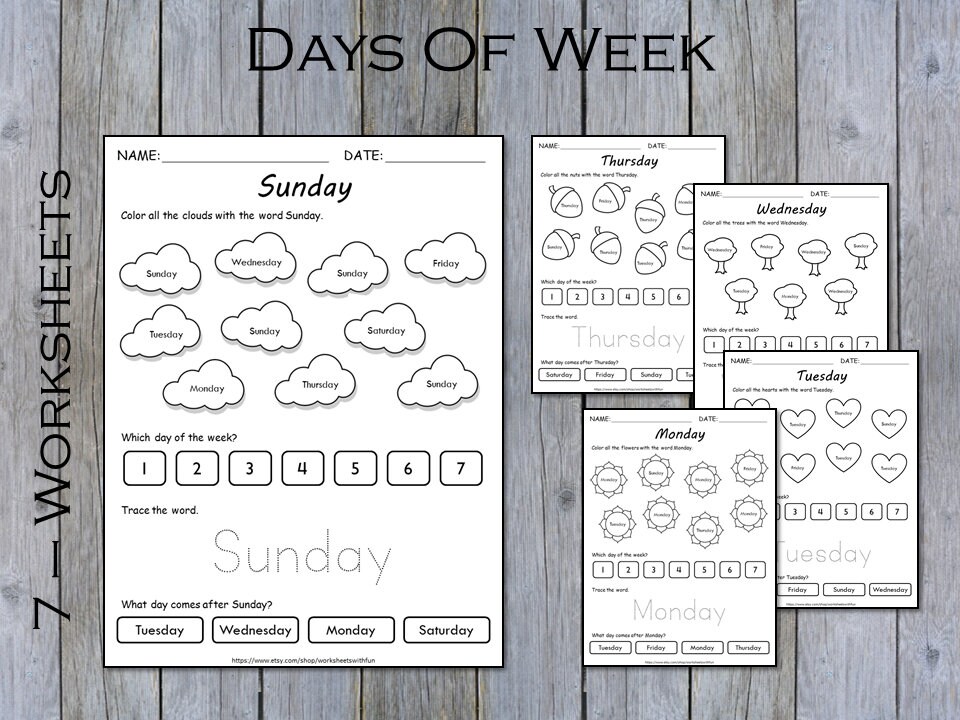 Days of the Week Activity Printable Days Learning Folder - Etsy Canada