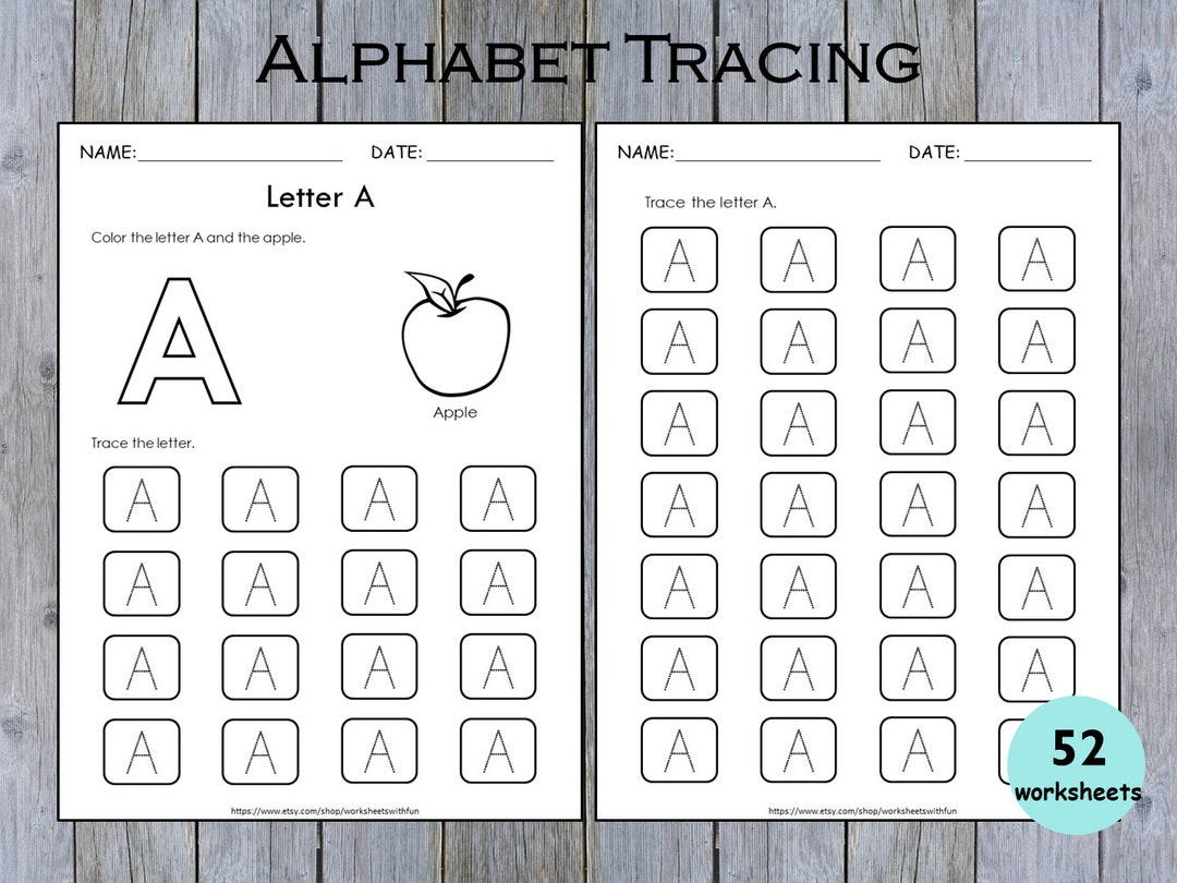 52 Alphabet Tracing Worksheets, Uppercase Letters Workbook, Handwriting ...