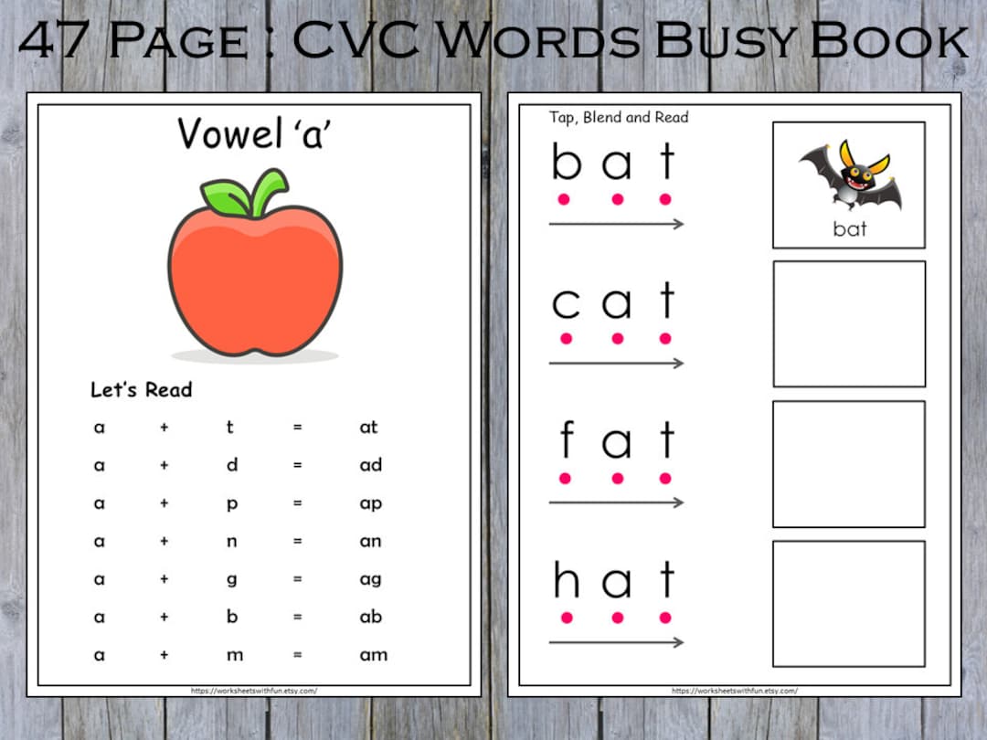 CVC Words Worksheets Printable, Learn to Read, Phonics, CVC Objects ...
