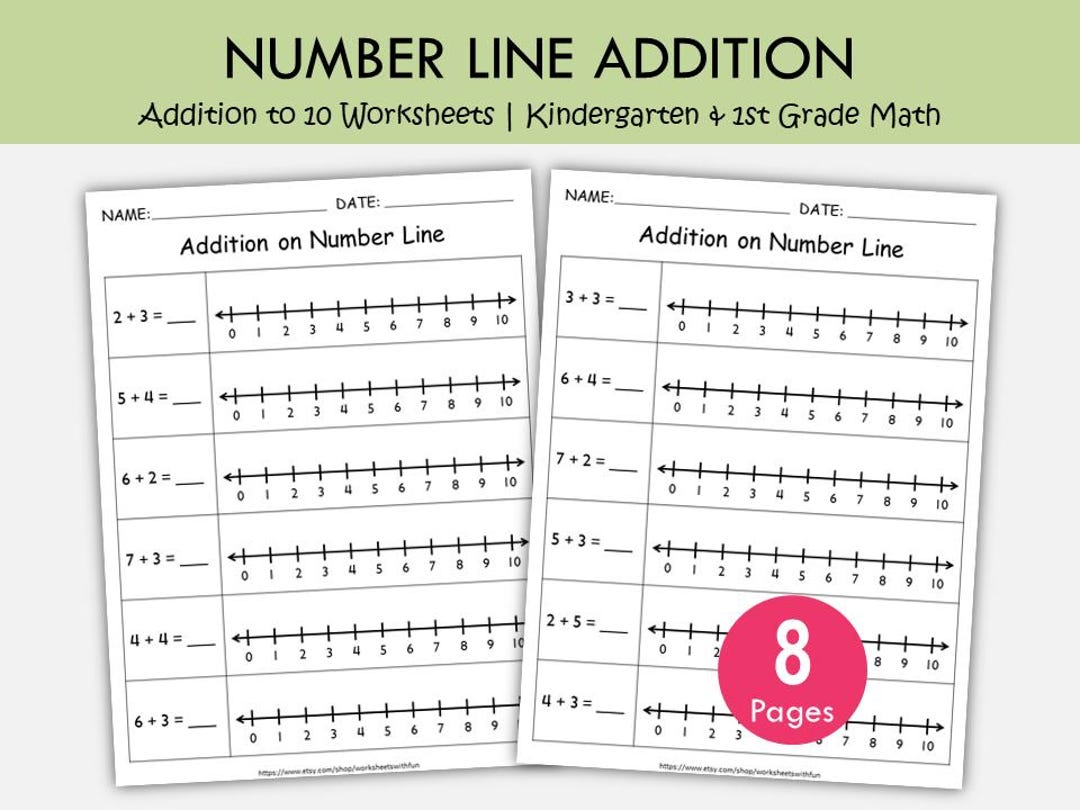 Addition on Number Line Worksheets | Addition to 10 | Kindergarten ...