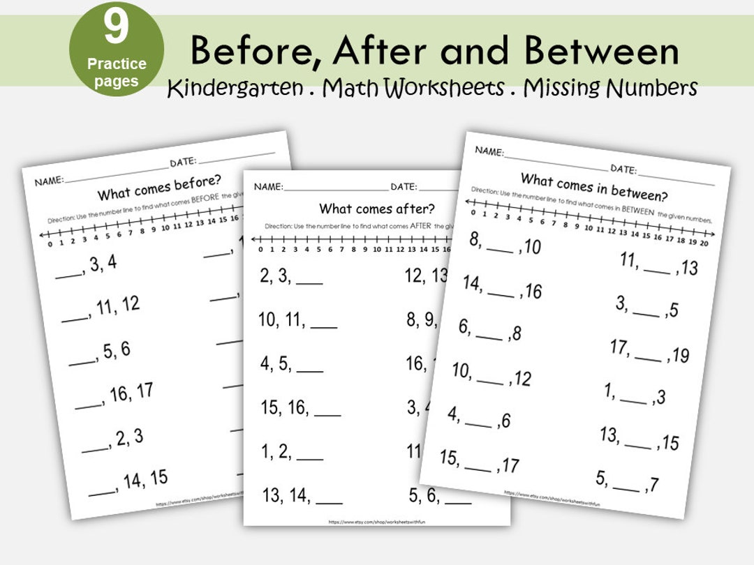 Kindergarten Math Worksheets: Number Sequence (digital Download) - Etsy