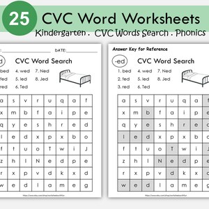 CVC Worksheets, CVC Words, CVC Objects, Words Search, Phonics Book, 3 ...