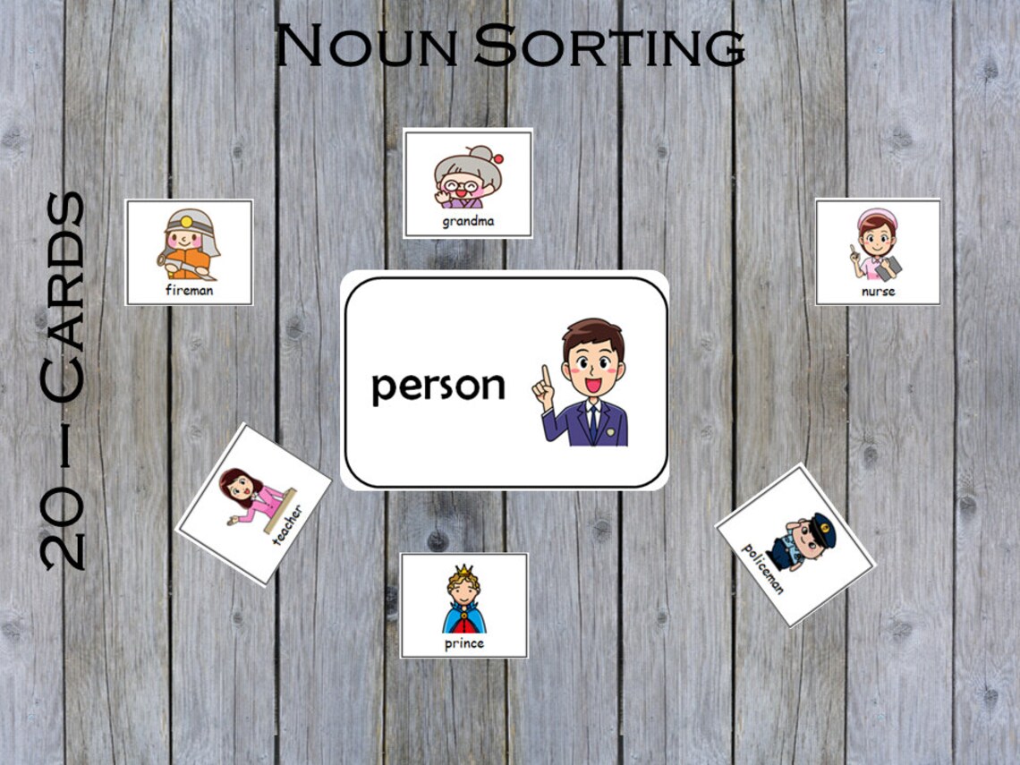 Noun Sorting Nouns Flashcards Matching and Grouping - Etsy