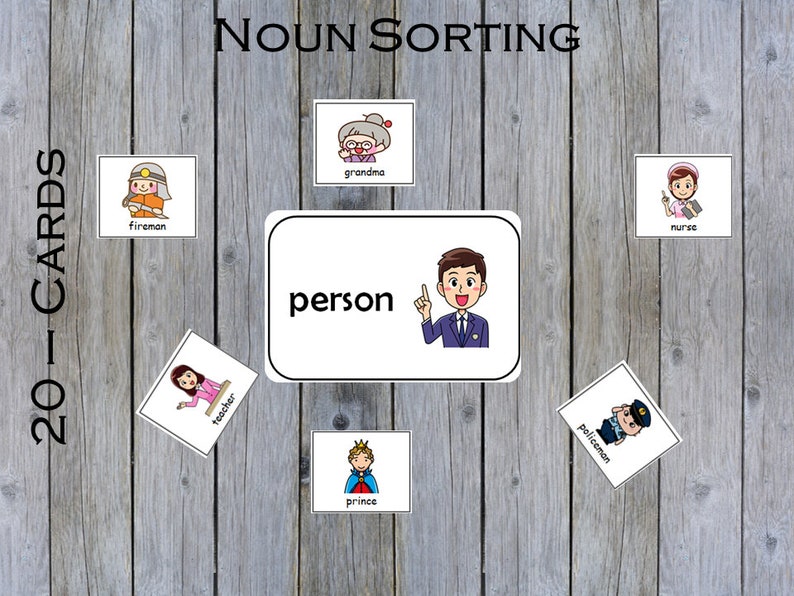 Noun Sorting Nouns Flashcards Matching and Grouping - Etsy