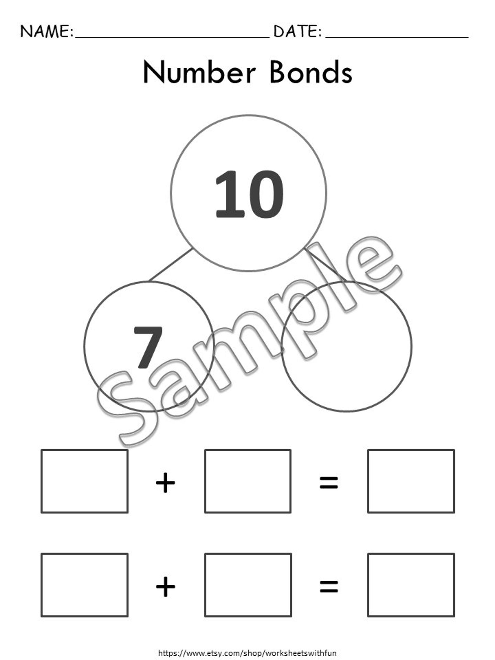 Addition Within 10 Worksheets | Missing Addends & Number Bonds ...