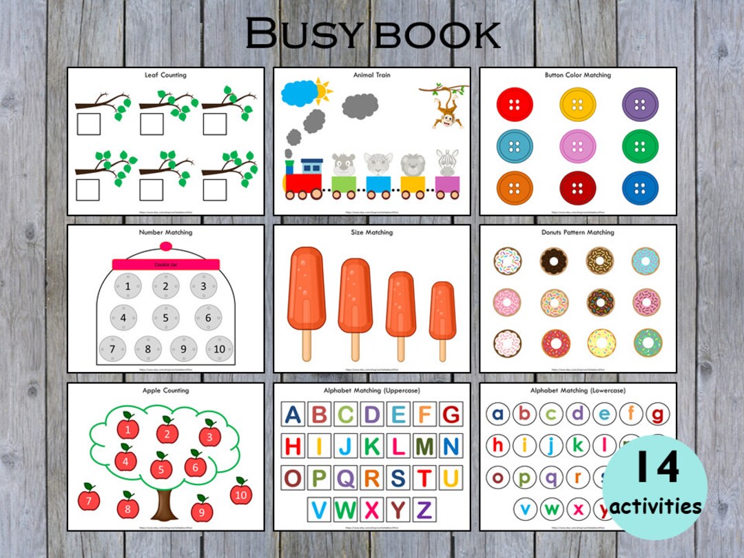 Busy Book Printable for 3-4 Years Toddlers, Preschool Busy Binder, Prek ...