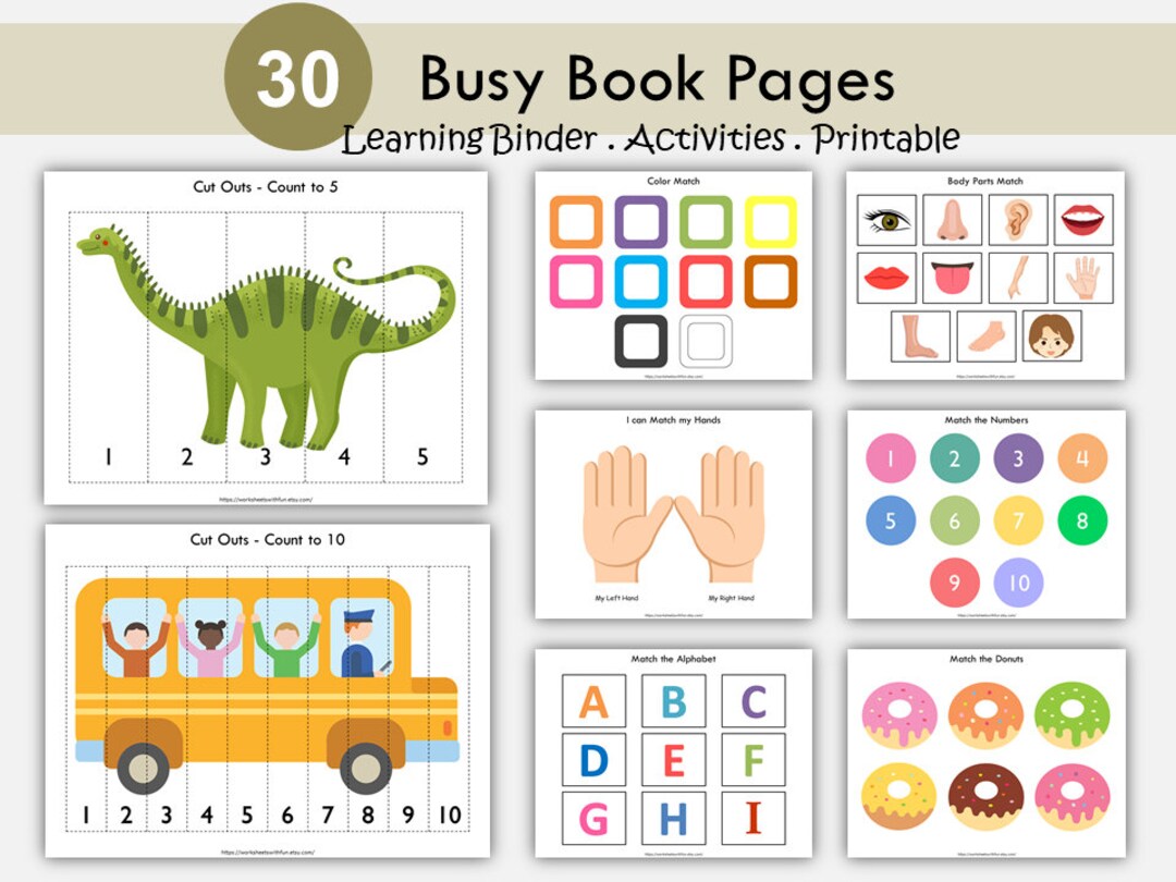 Toddler Learning Binder: 30 Preschool Activity Sheets (PDF) - Etsy