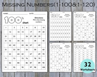 Write the Missing Numbers 1 to 100 / Preschool / Kindergarten / Grade 1 ...