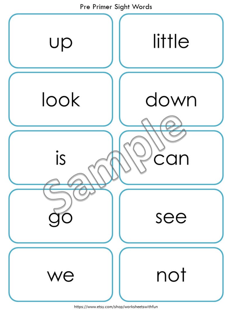 Dolch Pre-primer Sight Word Worksheets: Homeschool Printable (PDF ...