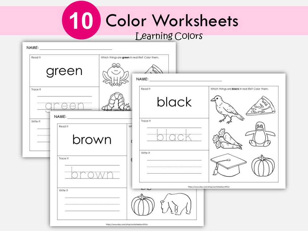 Preschool Color of the Day Printable, Pre-k Curriculum Worksheets ...